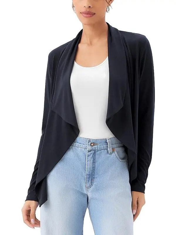Karen Kane Draped Open Front Cardigan - Black