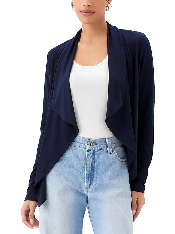 Karen Kane Draped Open Front Cardigan - Navy