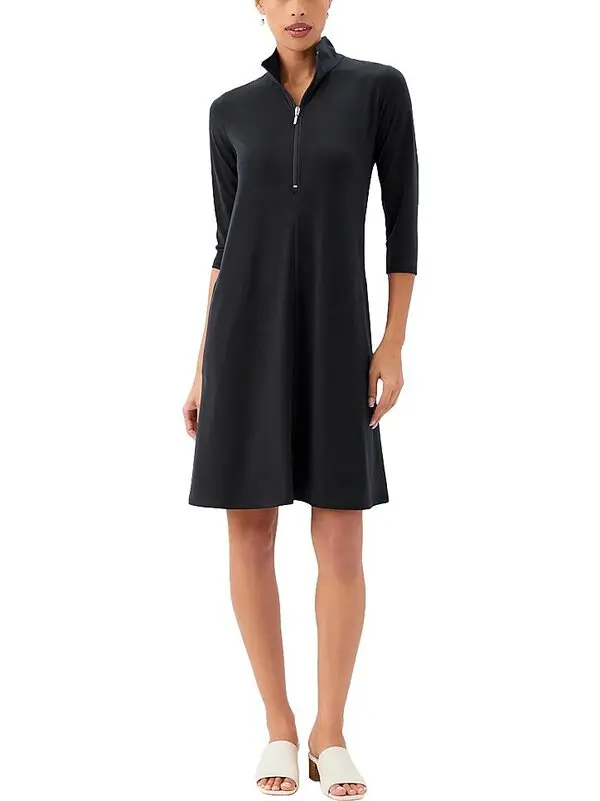 Karen Kane Quarter Zip Mock Neck Dress - Black