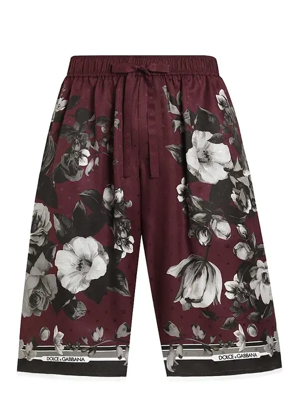 Dolce & Gabbana Floral Print Silk Bermuda Shorts - Peonie