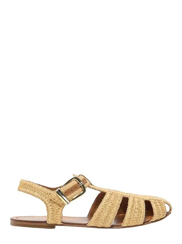 Maje Slingback Sandals With Buckle Detail - Beige