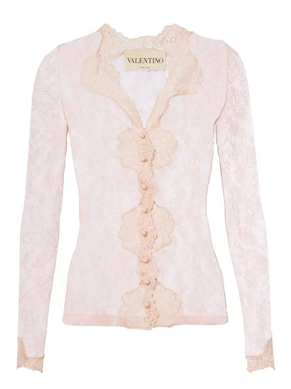 Valentino Garavani Floral Sheer Lace Cardigan - Pink
