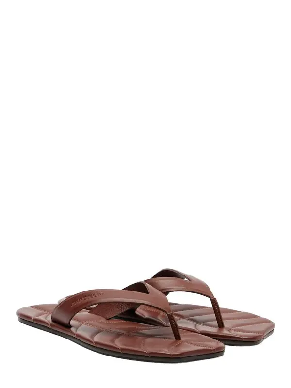 JW Anderson Leaf Leather Thong Sandals - Brown