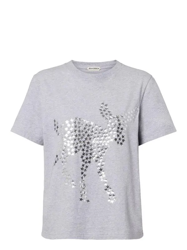 JW Anderson Embellished Cotton Jersey T-shirt - Grey