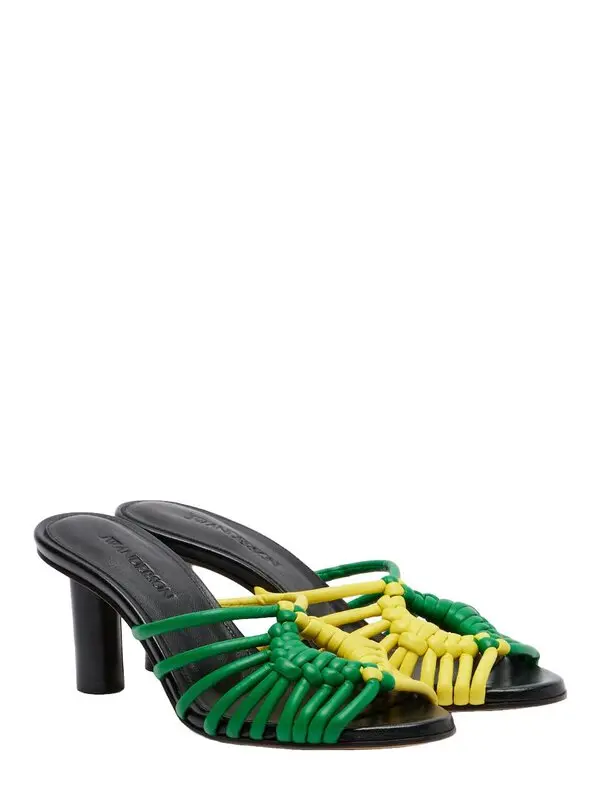 JW Anderson Plot Woven Leather Mules - Green