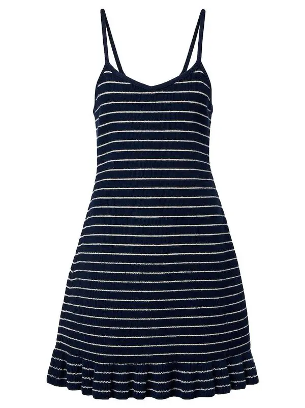 JW Anderson Striped Cotton-blend Minidress - Blue