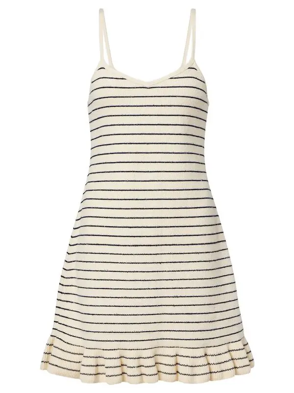 JW Anderson Striped Cotton-blend Minidress - White
