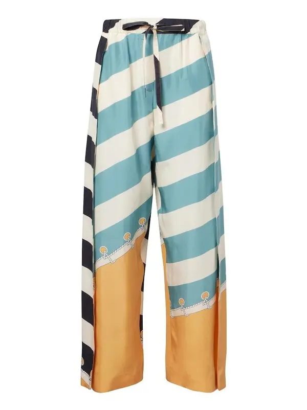 Loewe Printed Wide-leg Silk Pants - Multicoloured