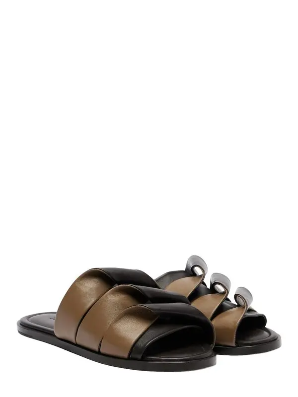 JW Anderson Coil Leather Slides - Brown