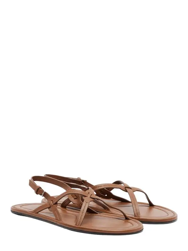 THE ROW Malick Strap Leather Sandals - Brown