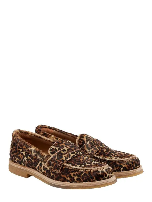 GOLDEN GOOSE Jerry Leopard-print Calf Hair Penny Loafers - Brown