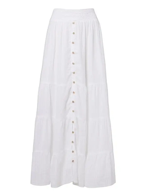Melissa Odabash Tiered Cotton Maxi Skirt - White