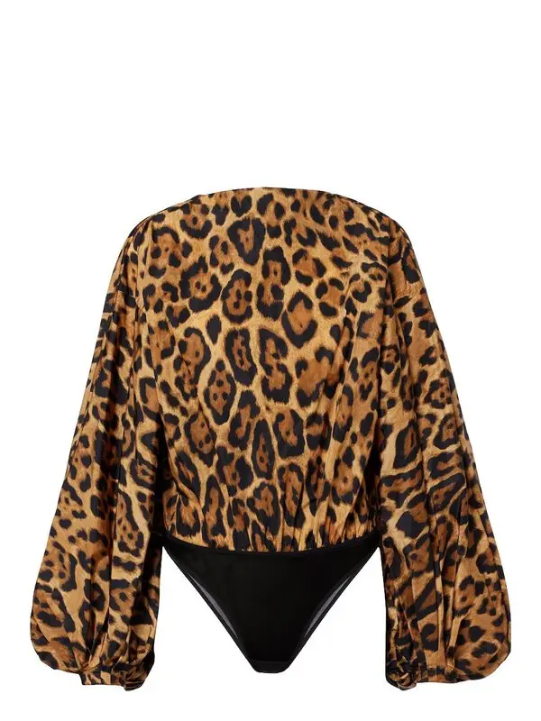 Alaïa Oversized Animal-print Bodysuit - Brown
