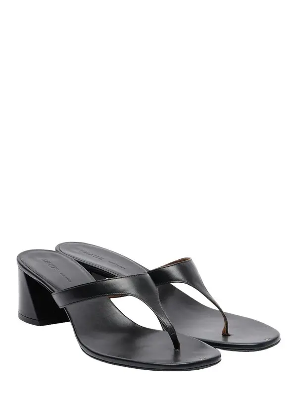 Khaite Archer Leather Thong Sandals - Black