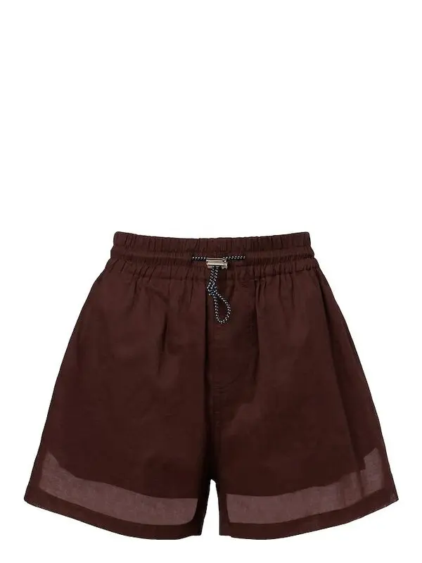 Plan C Cotton Organza Shorts - Brown