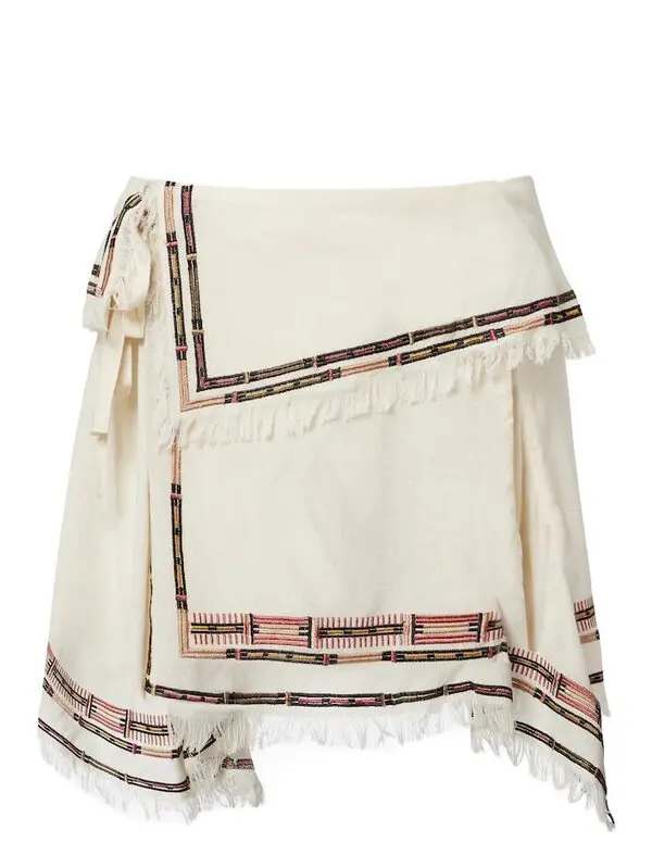 Isabel Marant Feriel Embroidered Silk Wrap Skirt - Beige