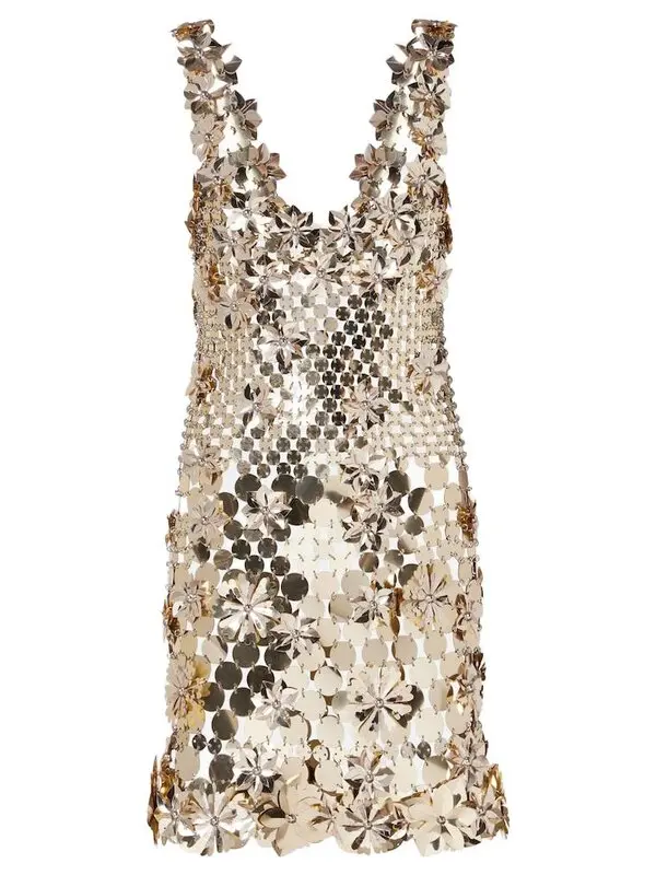 Rabanne Embellished Chainmail Minidress - Gold