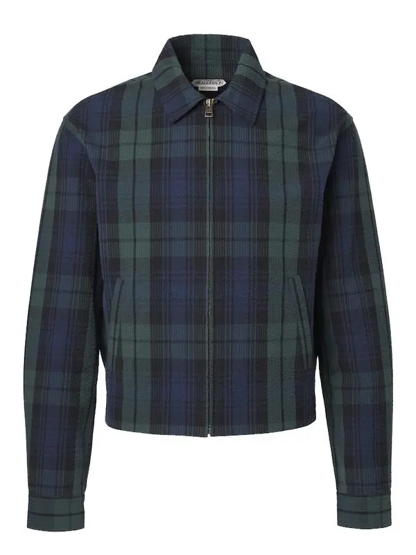 JW Anderson Checked Cotton Seersucker Blouson Jacket - Blue