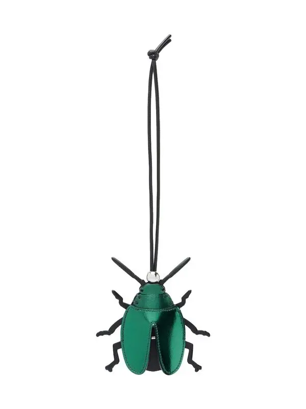 JW Anderson Beetle Metallic Leather Bag Charm - Black