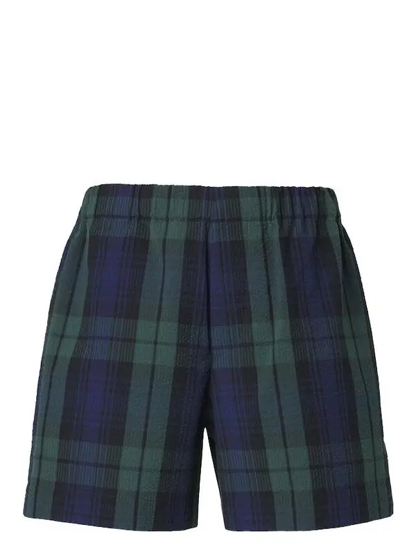 JW Anderson Checked Cotton Seersucker Shorts - Blue