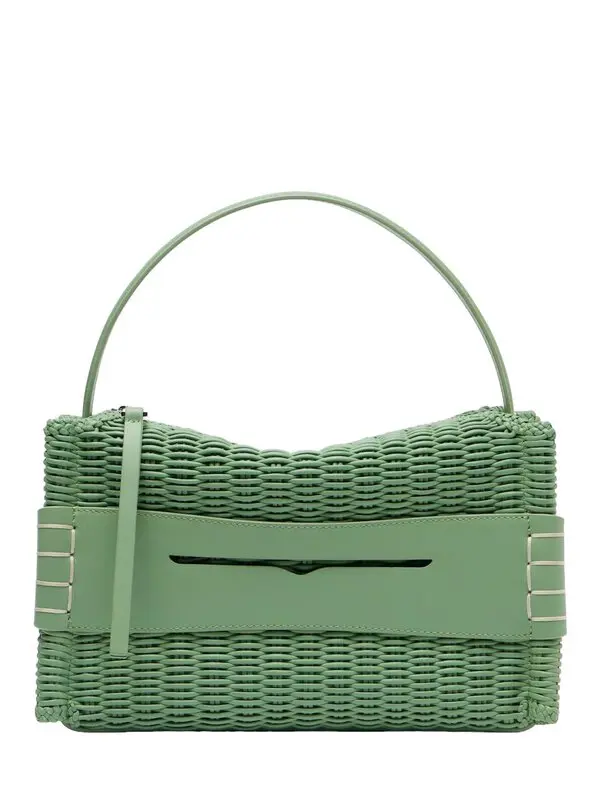 JW Anderson Loafer Woven Top-handle Bag - Green