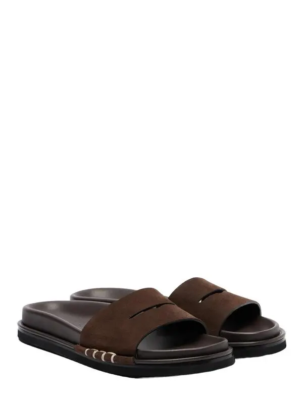 JW Anderson Suede Slides - Brown