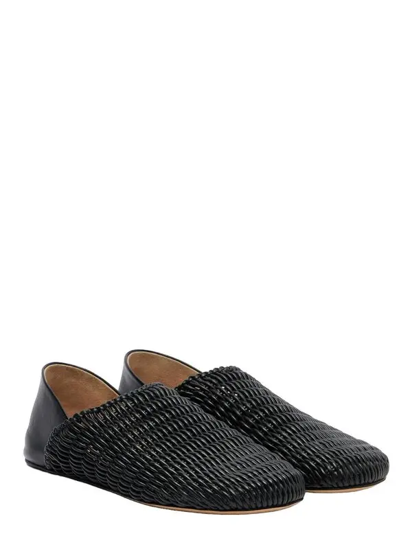 JW Anderson Babouche Woven Leather Loafers - Black