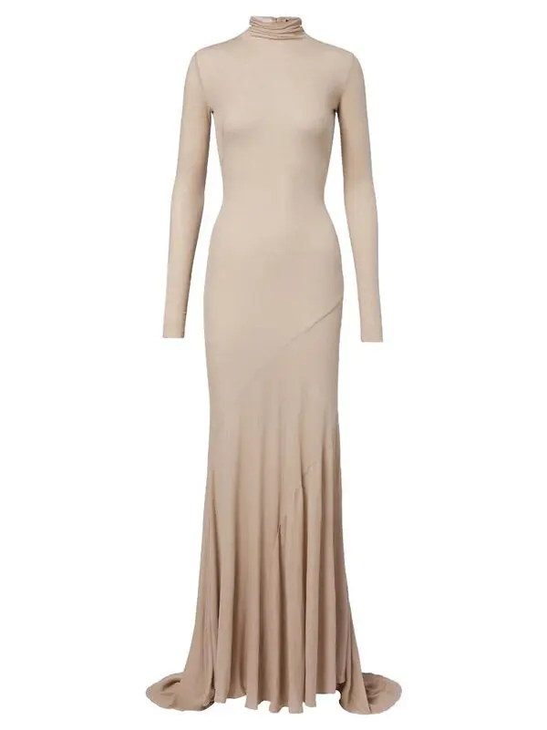 MUGLER Cotton Jersey Gown - Beige