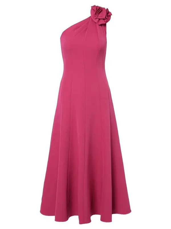 Roland Mouret Floral-appliqué One-shoulder Cocktail Dress - Pink