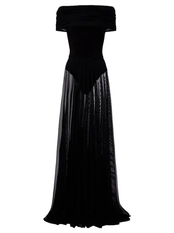 Norma Kamali Semi-sheer Mesh Maxi Dress - Black