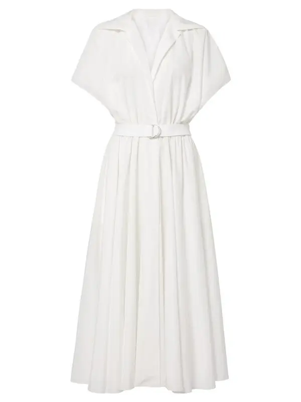 Norma Kamali Belted Shirt Dress - White