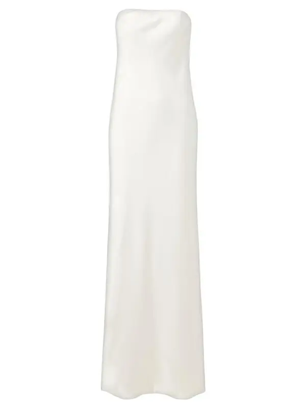 Norma Kamali Strapless Satin Maxi Dress - White