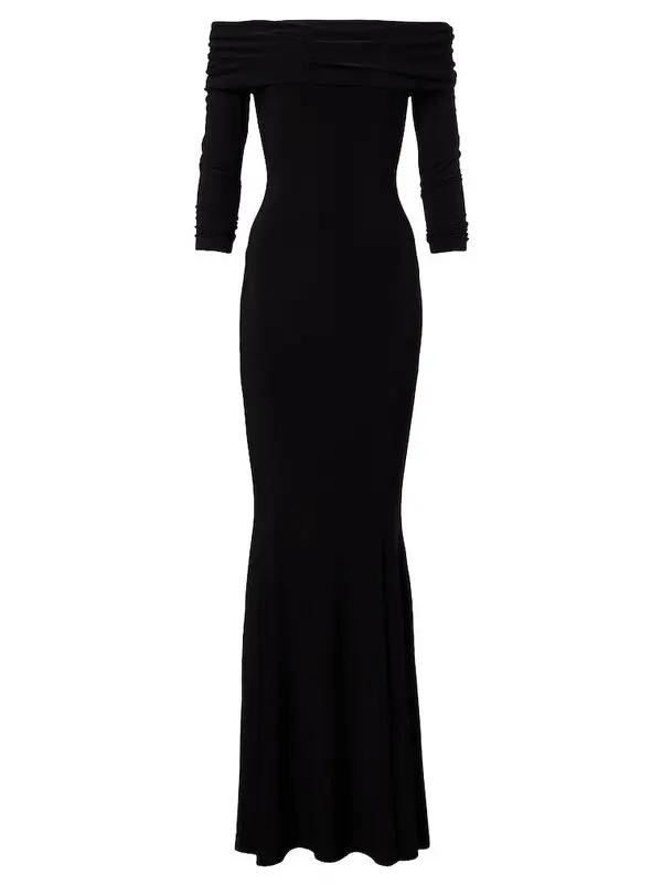 Norma Kamali Off-shoulder Jersey Maxi Dress - Black