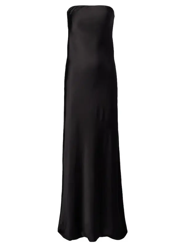 Norma Kamali Strapless Satin Maxi Dress - Black
