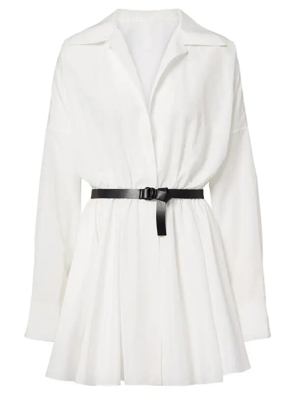 Norma Kamali Belted Shirt Dress - White