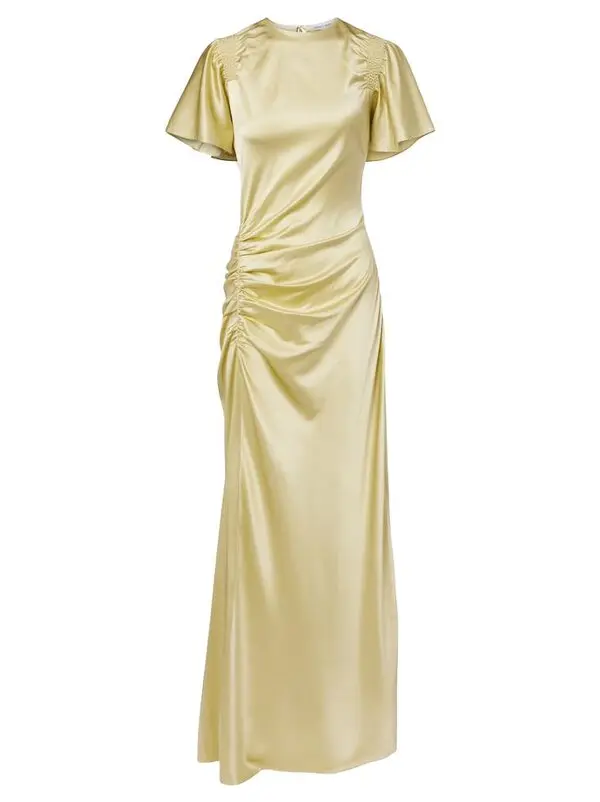 Veronica Beard Huntleigh Ruched Silk-blend Satin Gown - Green