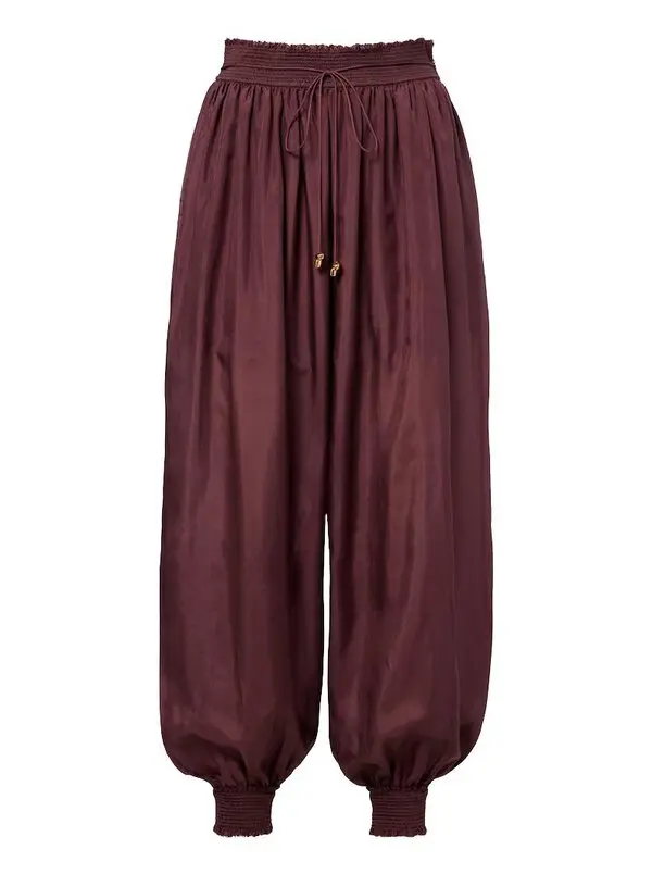 Zimmermann Aster Silk Habotai Balloon Pants - Burgundy