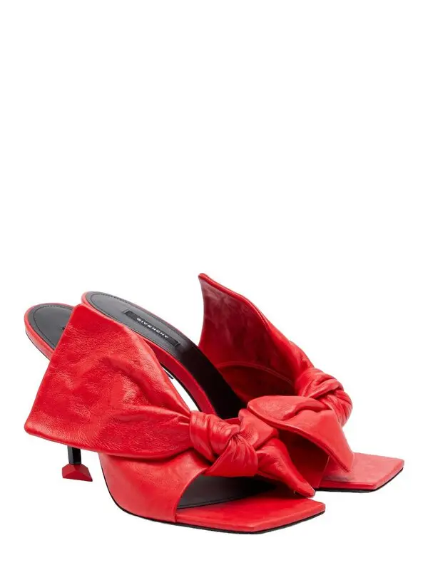 Givenchy Boudoir Bow Leather Mules - Red