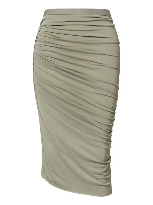 Rick Owens Lilies Edfu Ruched Midi Skirt - Green