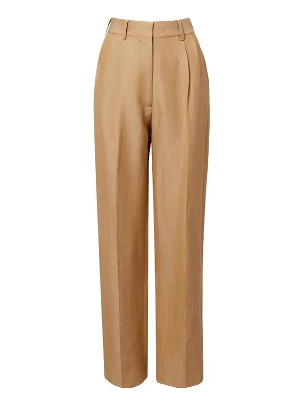 BLAZÉ MILANO Linen-blend Straight Pants - Beige