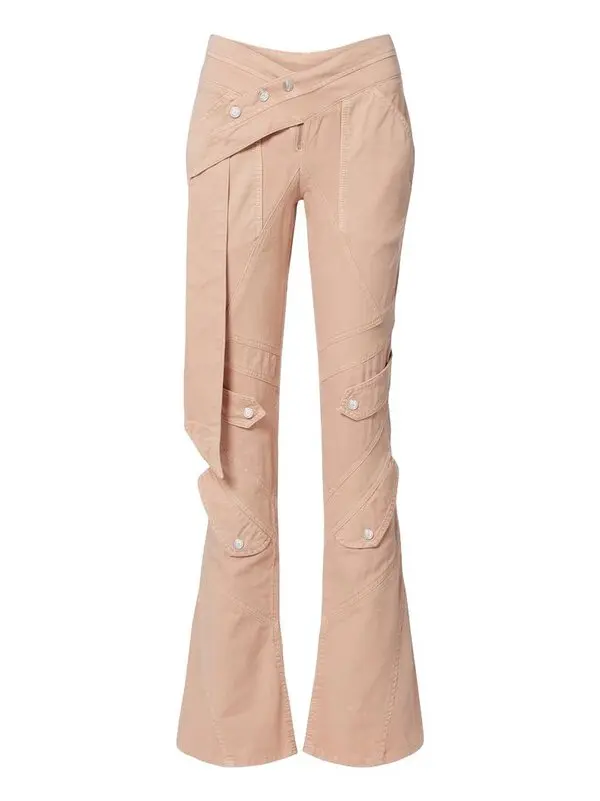 Blumarine Cotton Canvas Flared Trousers - Beige