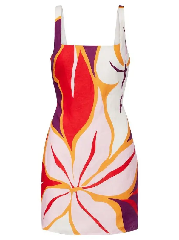 CALA DE LA CRUZ Siela Floral Linen Minidress - Multicoloured