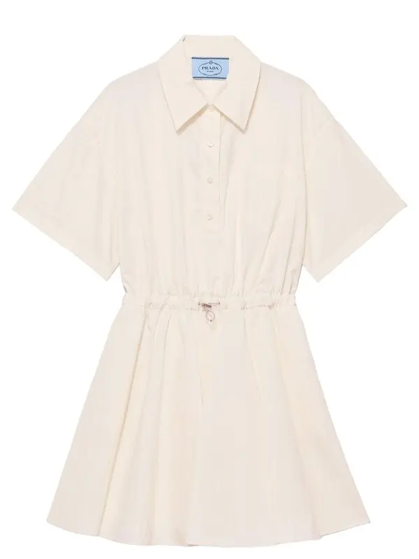Prada Short-sleeved Technical Pongé Dress - Neutral