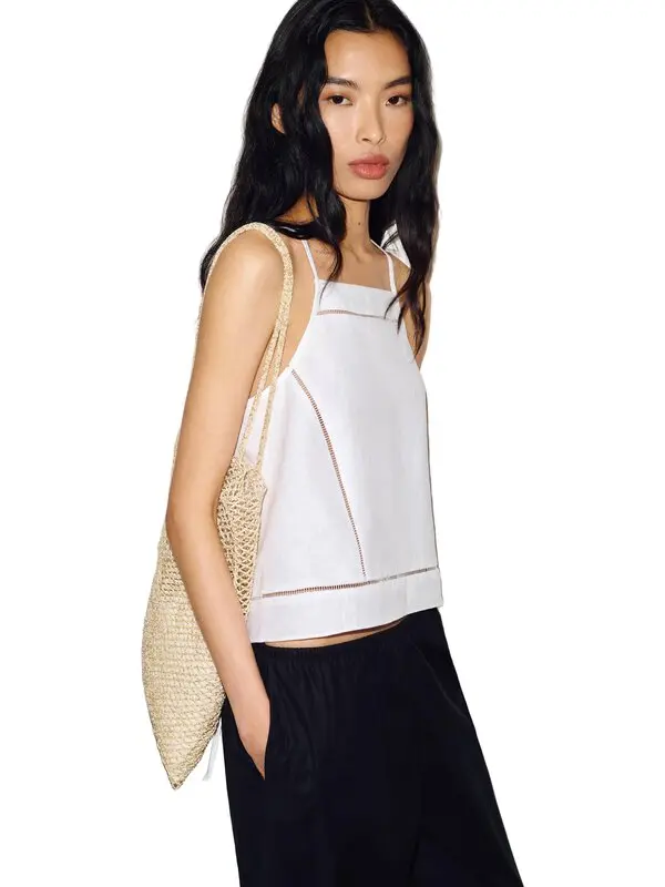 REFORMATION Dario Linen Top - Ivory