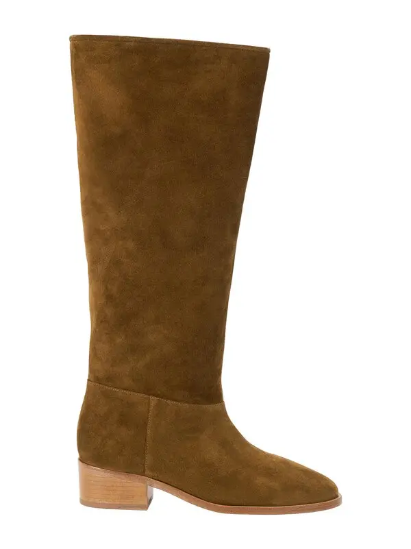 Staud Indie Slouched Leather Boots - Brown