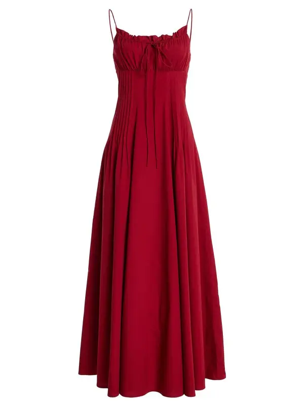Staud Margi Cotton Midi Dress - Red