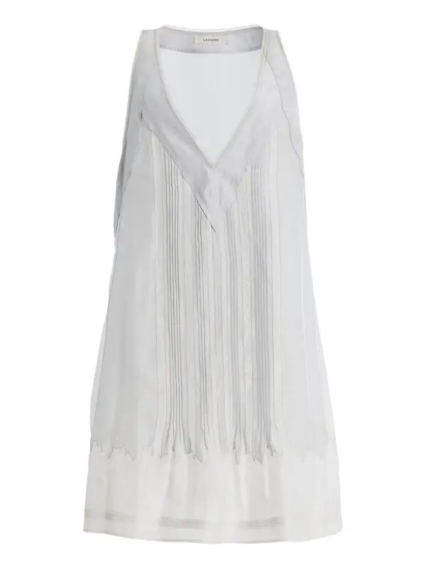 LEMAIRE Pongee Silk Tunic Dress With Pleating And Chiffon Inlays - White