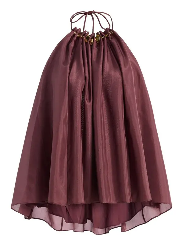Zimmermann Aster Beaded Silk Camisole Top - Purple