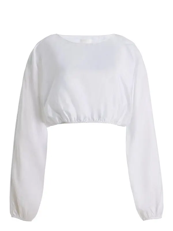 LESET Yoko Cotton Blouson Top - White