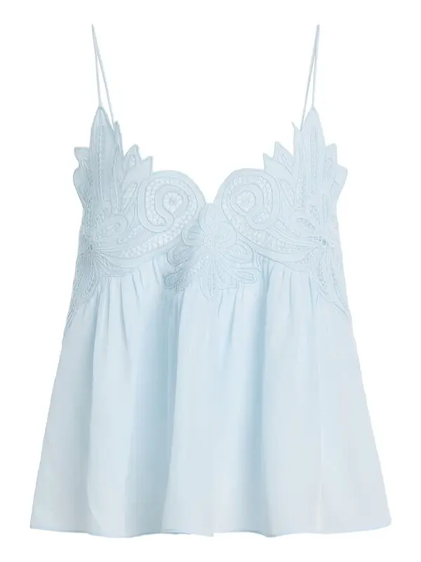 Ulla Johnson Rosie Lace-appliquéd Silk Top - Blue